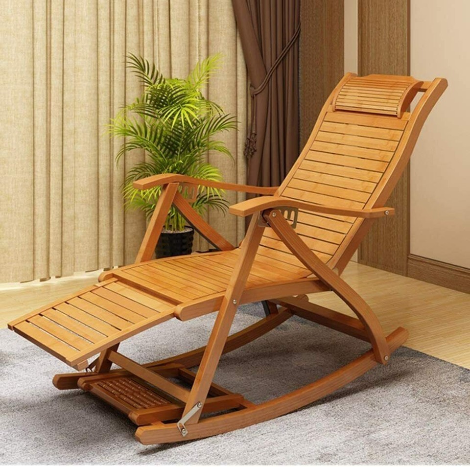 Classic Wooden Rocking Chairs High Backrest and Armrests Patio Lounge ...