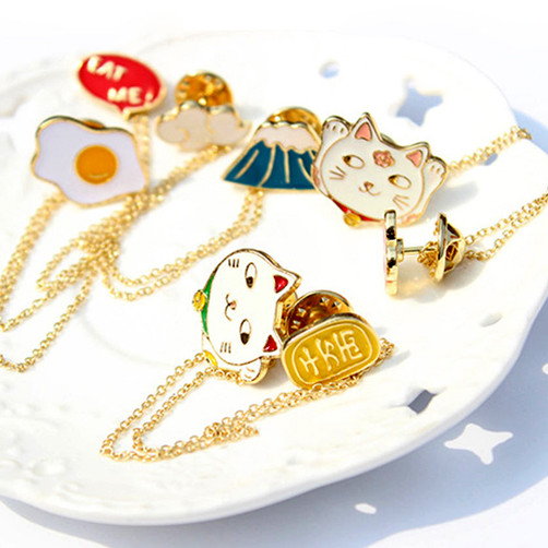 ENAMEL PINS CHAIN Accessory Women Collar Brooch Pendant Birthday ...