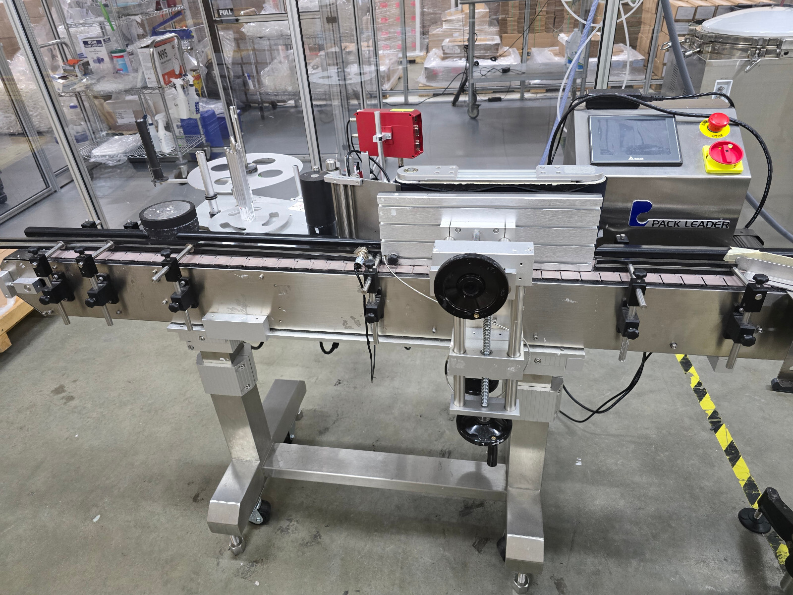 pack leader pl 501 bottle labeler with infeed indexing roller and sneed ...