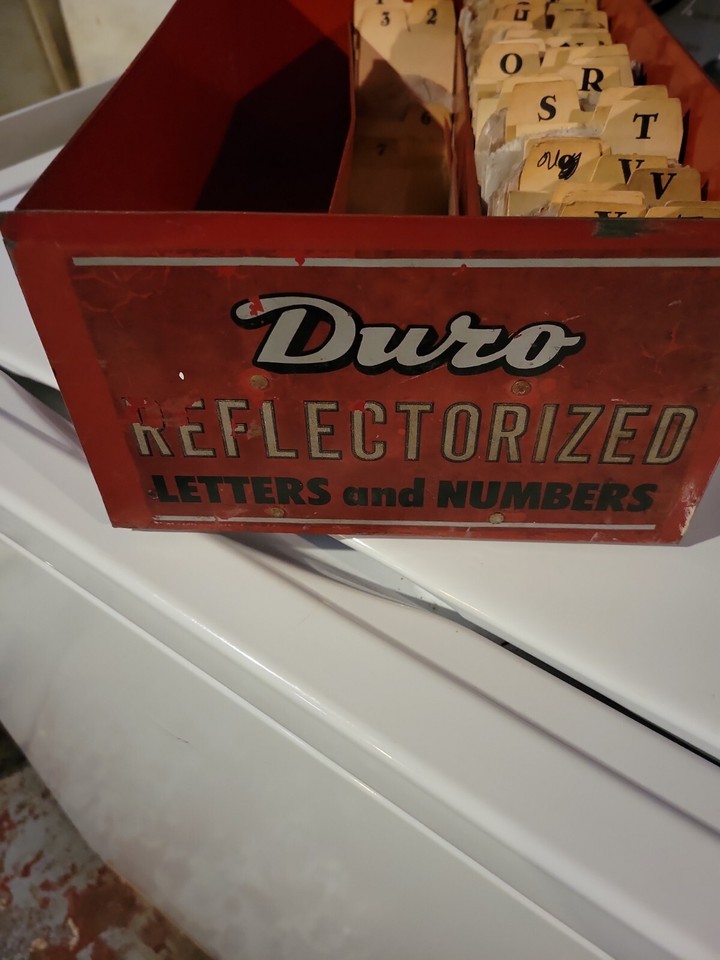 Vintage Duro Store Display Letters Numbers Tin Metal Red Box ...