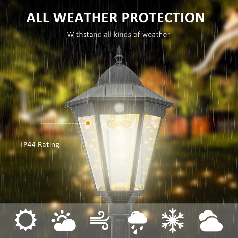 8' Outdoor Solar Light Post, All Weather, Motion Activated Sensor Lamp ...