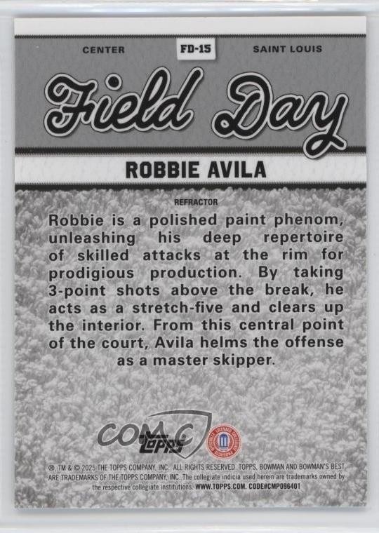 2024-25 Bowman U Best Field Day Refractor Robbie Avila #FD-15 | eBay