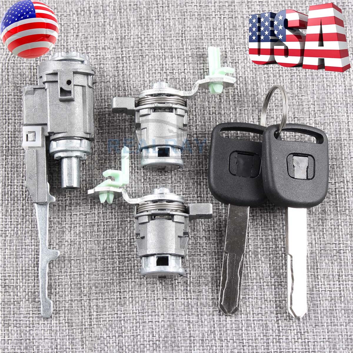 Ignition Switch Cylinder + Door Lock Cylinder + Key For Honda Civic CR ...