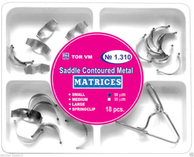 Dental Saddle Contoured Metal Matrices Matrix 18pcs + Spring Clip TOR ...