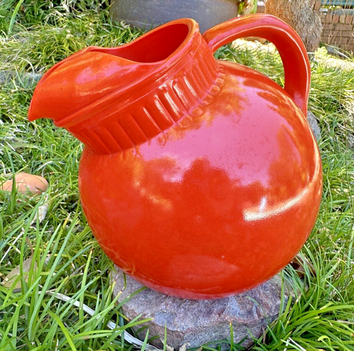 Rare Retro Anchor Hocking Fire King Orange Tangerine Ball Pitcher Jug A ...
