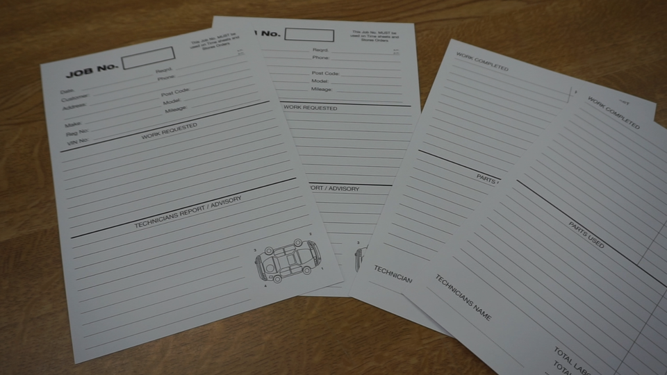 A5 GARAGE WORKSHOP REPAIR JOB CARDS - JOB SHEET - TIME CARD - WORKS ...