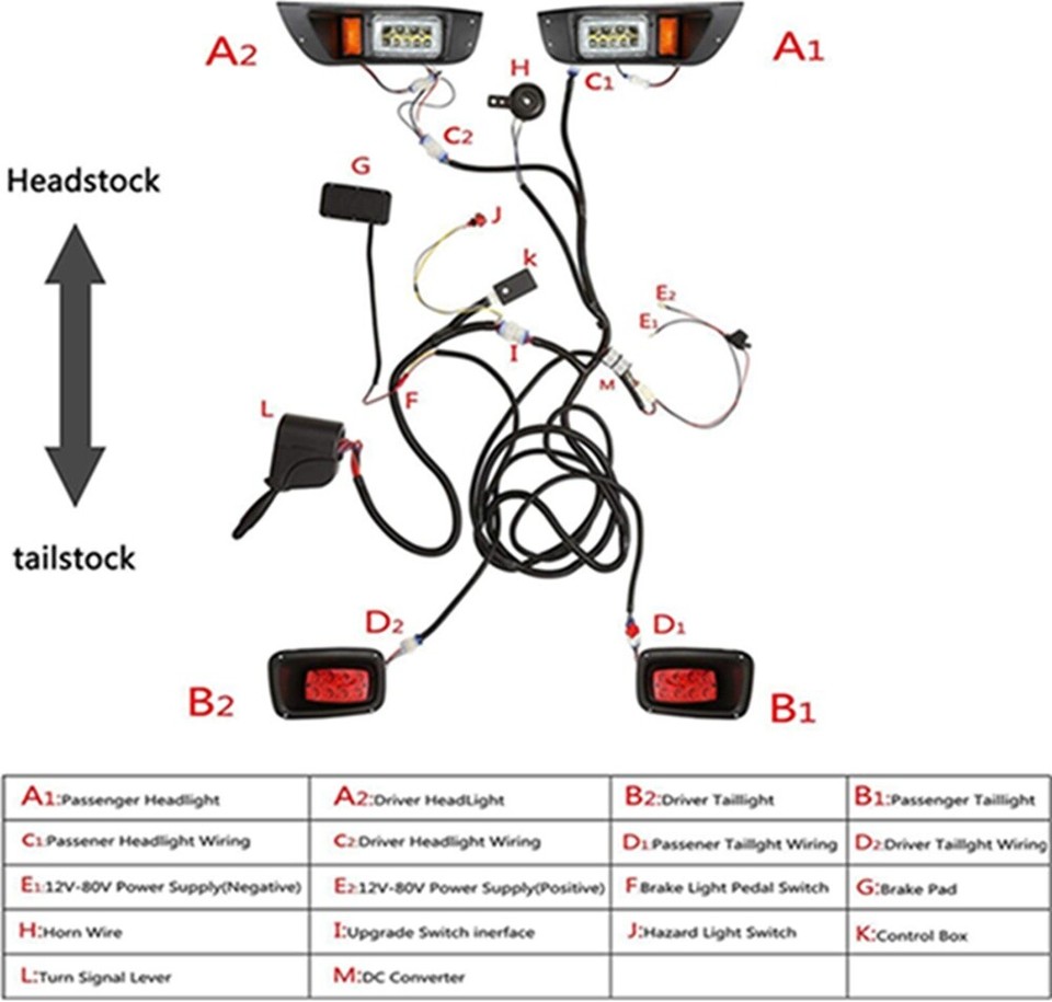 EZGO TXT Golf Cart LED Light Kit Street Legal Kit w/Turn Signal Switch ...