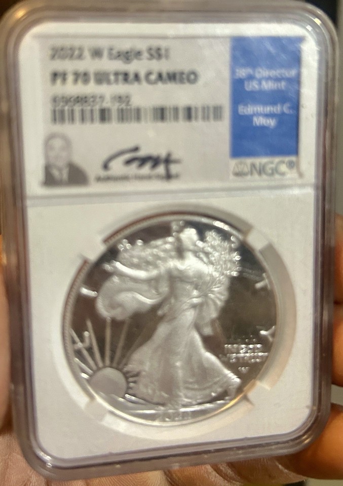 2022 W PROOF SILVER EAGLE NGC PF70 ULTRA CAMEO EDMUND MOY HAND SIGNED ...