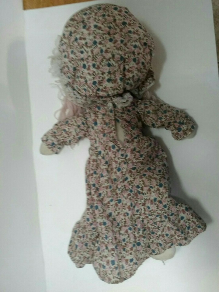 Antique Rag Doll In Calico Dress And Bonnet | eBay