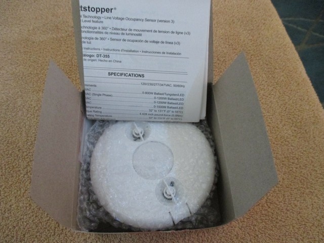 WattStopper Dt-355 Celing Occupancy Sensor Line Voltage 120-277 DT355 ...