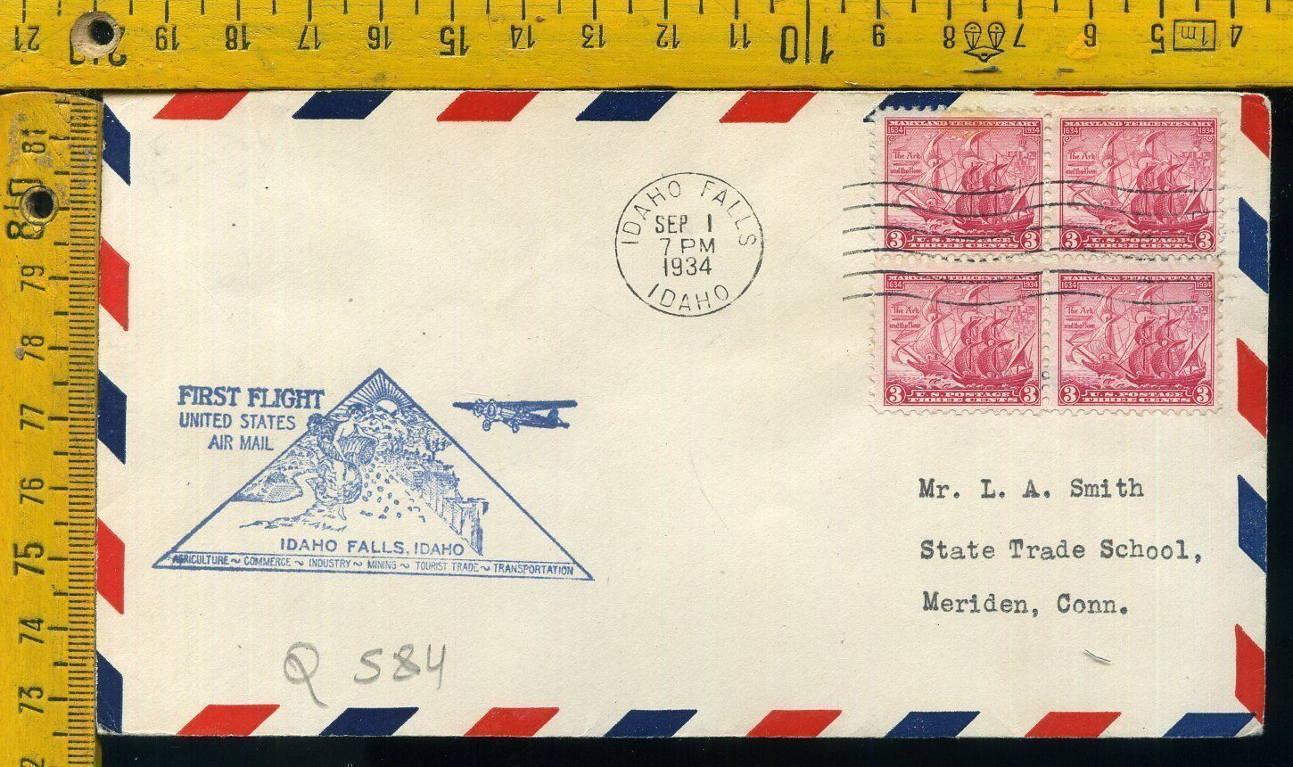 America USA cover busta airmail first flight posta aerea Q 584 | eBay