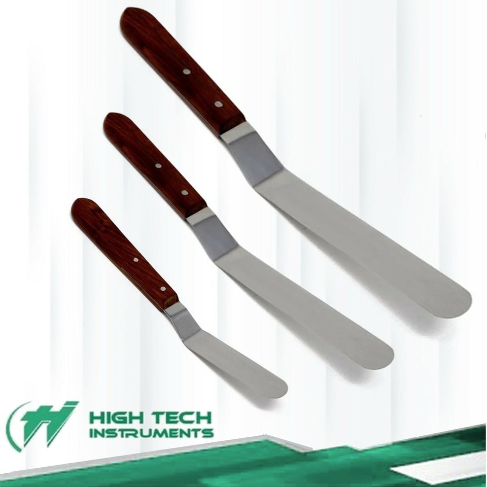 NEW Angled Stainless Steel Icing Spatula 3-pack Cake Decorating Set ...