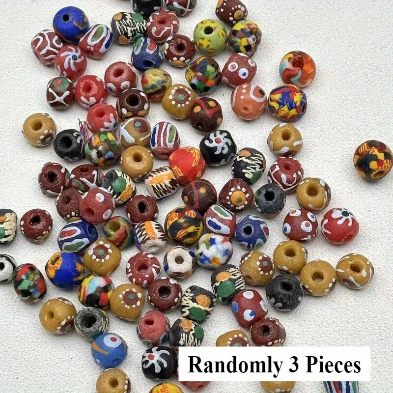 3x Random Color Tube Bead African Painted Glass Bead Assortment Waist ...