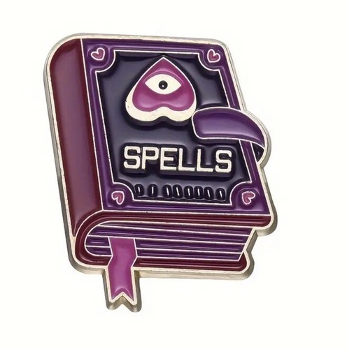 Enamel Pin Team Spells Halloween Brooch Lapel Badge Spell Book Purple ...