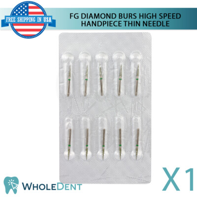 FG Diamond Burs Dental High Speed Handpiece Thin Needle Head 10Pcs ...