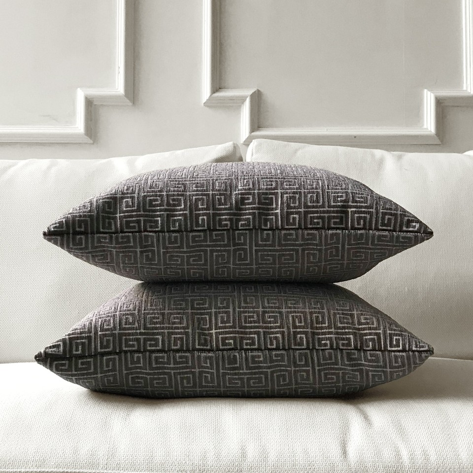 Iron Greek Key Velvet Throw Pillow Cover 20x20 | eBay