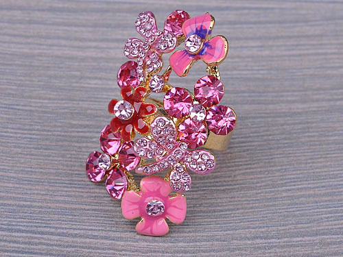 Fun Cute Flirty Bright Rose Pink Rhinestone Gathering Flower Floral ...