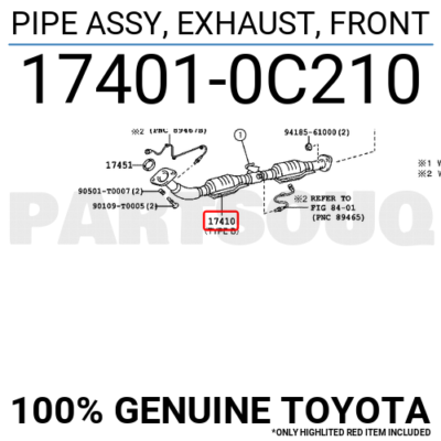 174010C210 Genuine Toyota PIPE ASSY, EXHAUST, FRONT 17401-0C210 | eBay