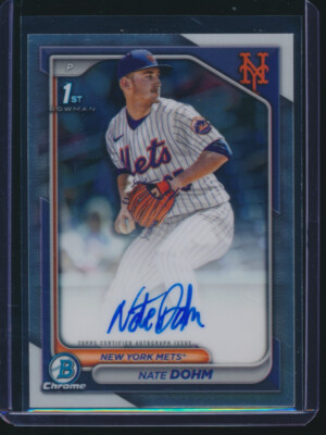 NATE DOHM AUTO 1st 2024 Bowman Chrome Draft Autograph NY METS Rookie RC ...