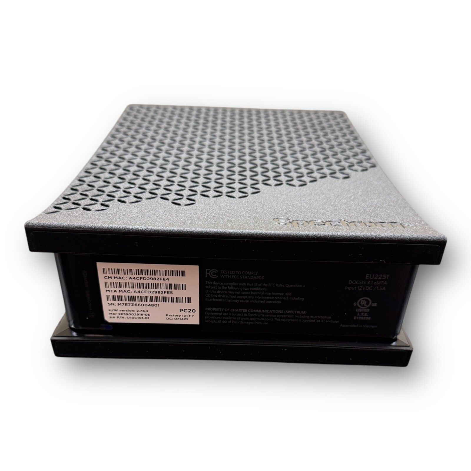 Spectrum EU2251 DOCSIS 3.1 EMTA Internet Cable Modem Pc20 for sale ...