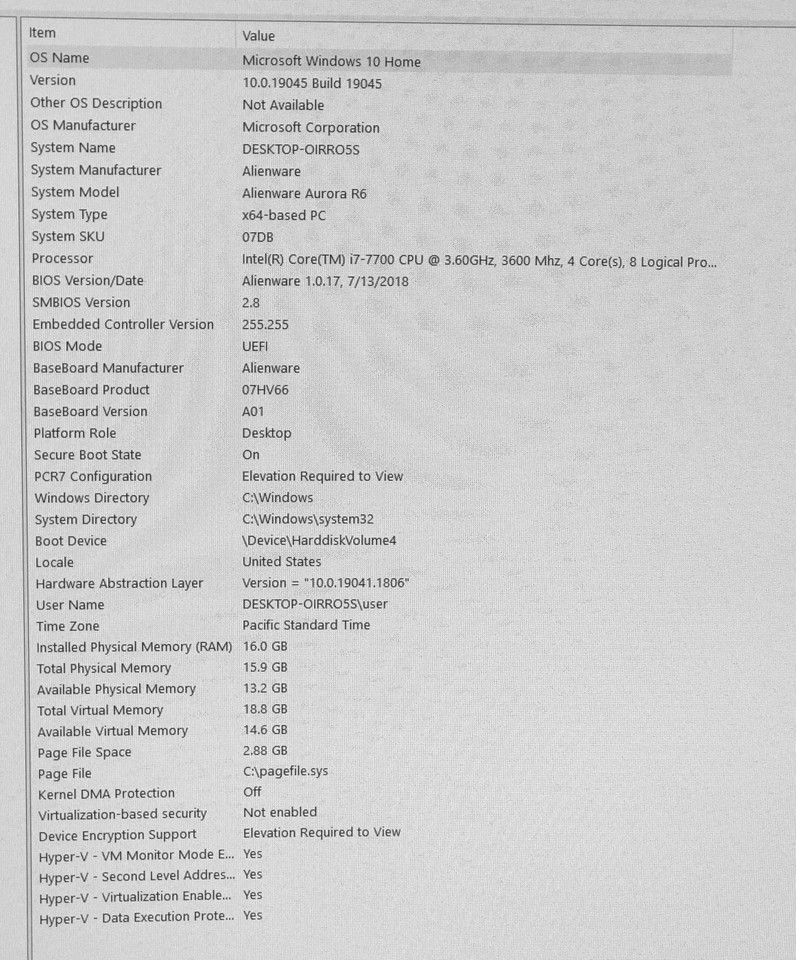 Alienware Aurora R6, 1TB, 16GB RAM, i7-7700, NVIDIA GeForce GTX 1070 ...