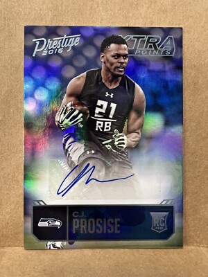 2016 Prestige Xtra Points /25 CJ Prosise #CJP RC AUTO SEAHAWKS NOTRE ...