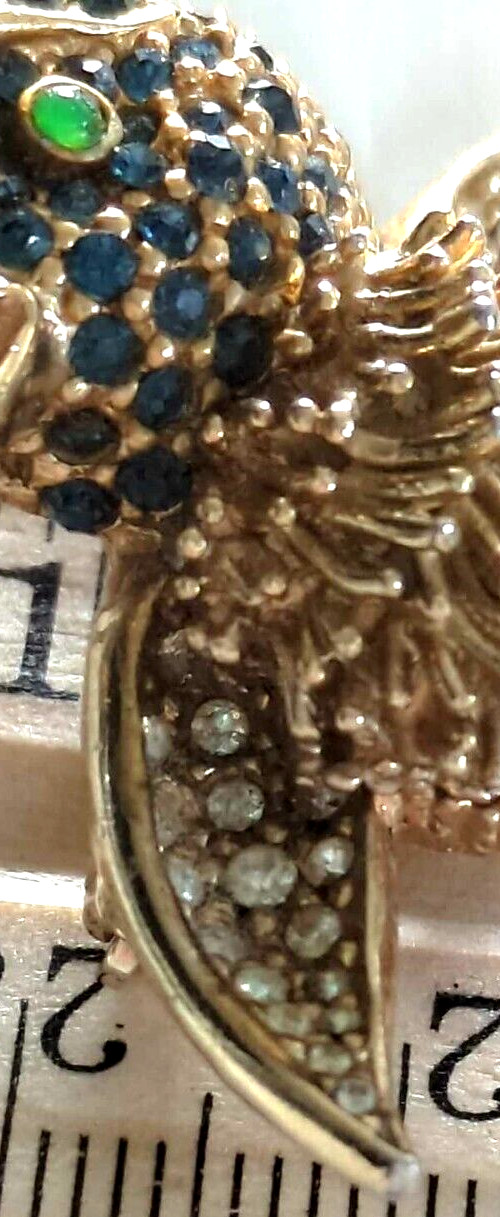 Vintage Signed Ciner Goldstone Bird Branch Pin Brooch… - Gem