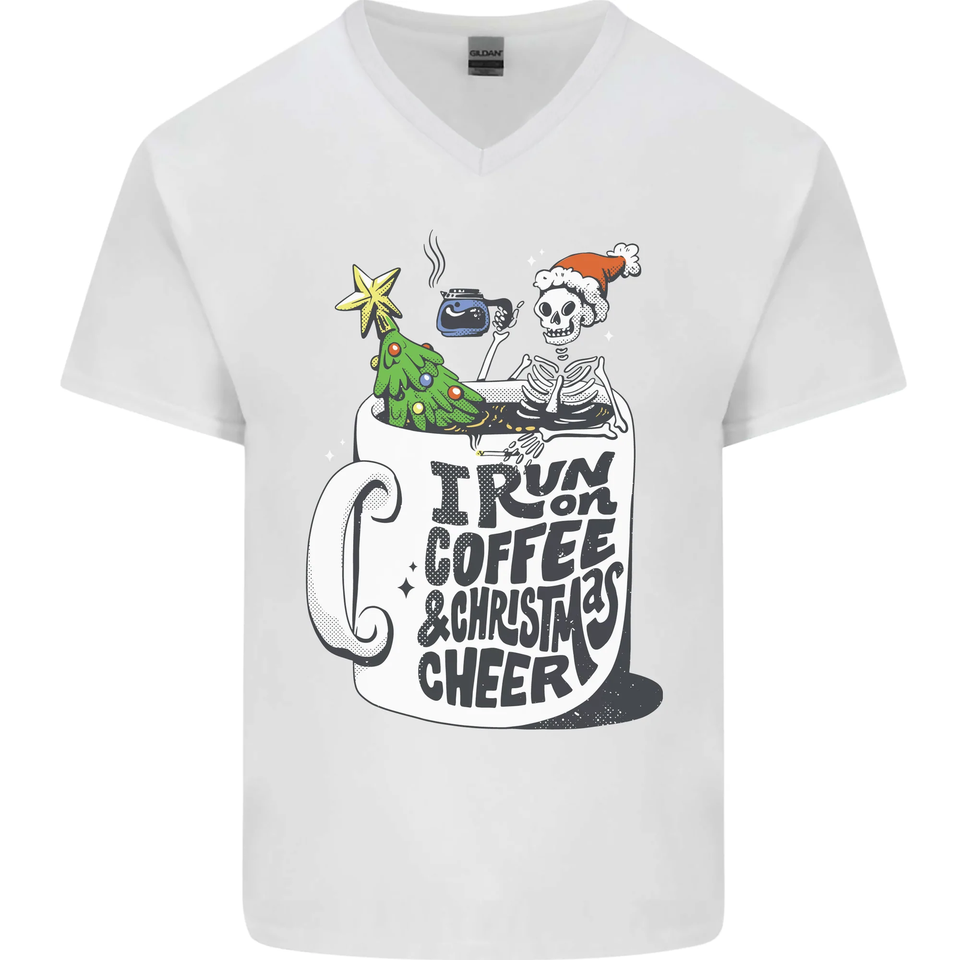 I Run Sur Café Et Noël Cheer Crâne Mens T-Shirt | eBay