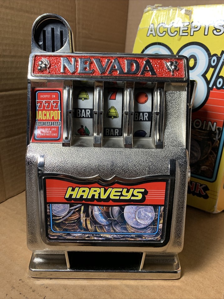FOR PARTS/TO FIX Buckaroo Slot Machine Coin Bank 3-Reels NEVADA HARVEY ...