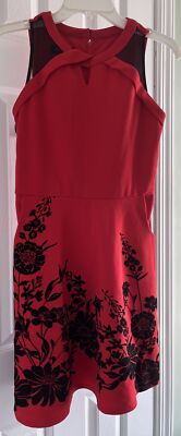 BCX Girl Kids Dress Red+Black Floral Party Holiday Dress Size 16 ...