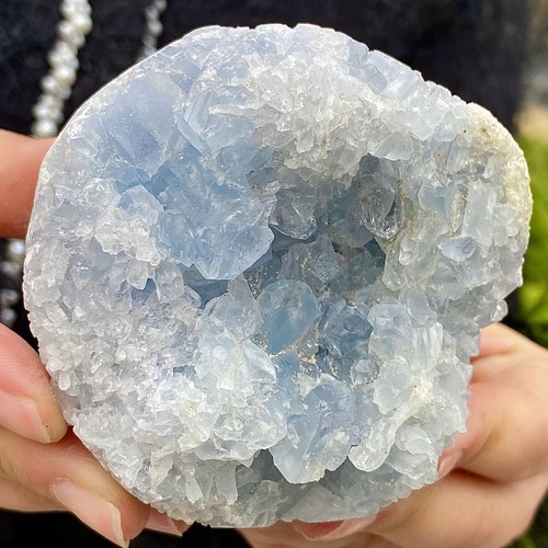 496G Natural and Beautiful Blue Celestial Crystal Cave Mineral Sample ...