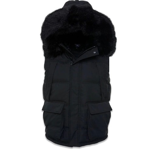 Jordan Craig Men's YUKON FUR LINED BLACK PARKA VEST PUFFER BUBBLE RETRO ...