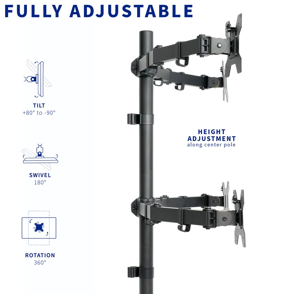 VIVO Quad Monitor Desk Mount Adjustable Stand Heavy Duty for 4 Screens ...