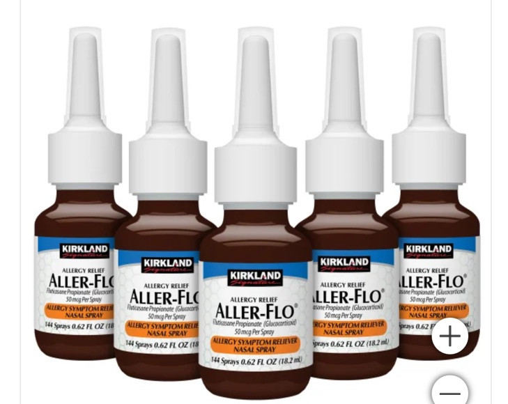 2 PACK - Kirkland Signature Aller-Flo 50 mcg Allergy Spray, 5x144 Exp ...
