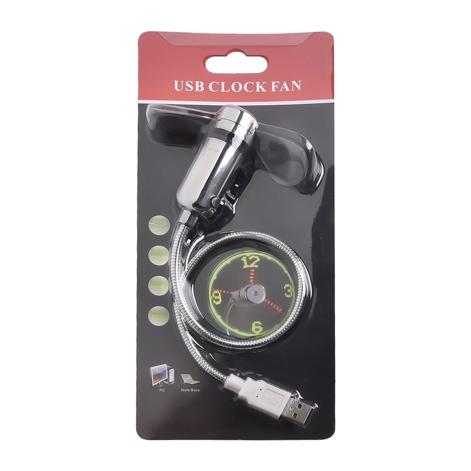 Practical LED Clock Fan Ventilator Adjustable Direction Easy ...