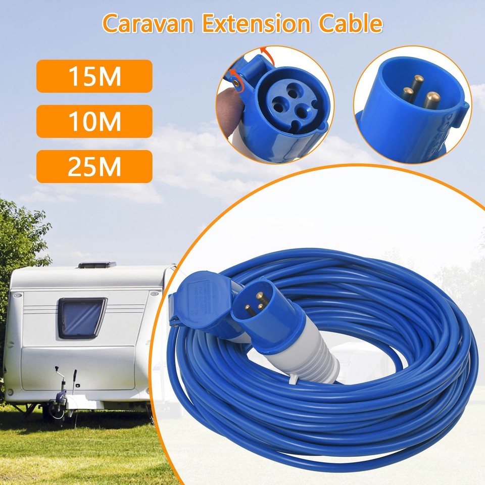 10M 15M 25M Waterproof Camping Caravan Motorhome Electric Mains Hook Up ...