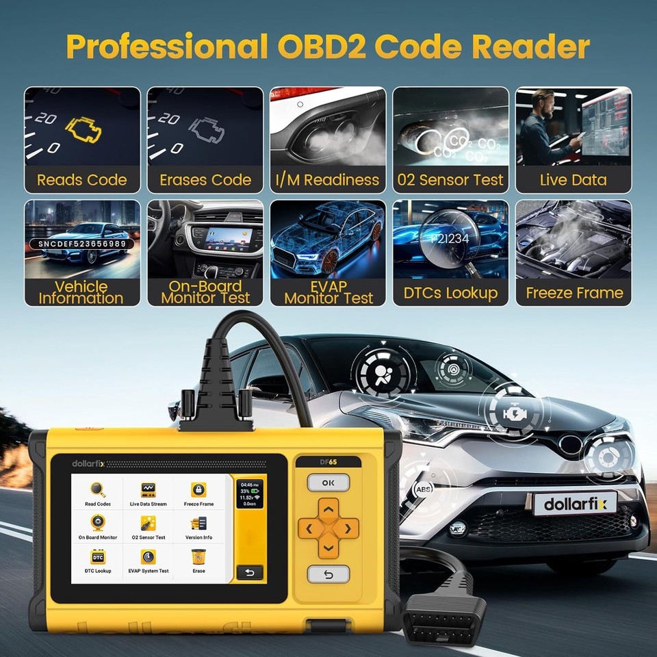 DF65 Check Engine OBD2 Scanner Transmission ABS SRS Code Reader ...