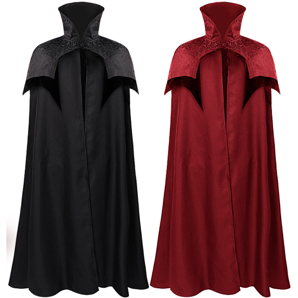 Gothic Men Jacquard Cloak Medieval Vampire Cloak Halloween Queen Lady ...