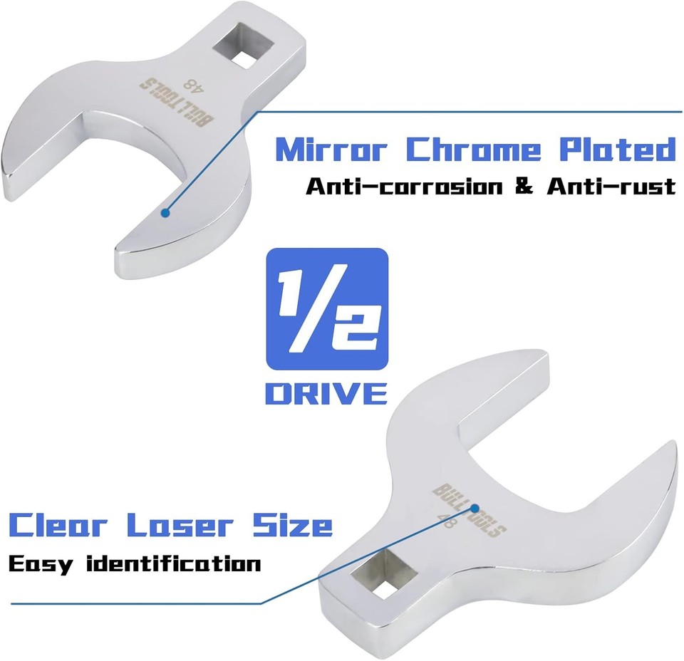 14-Piece Metric Crows Foot Wrench Set 1/2" Drive Jumbo Crowfoot Wrench ...