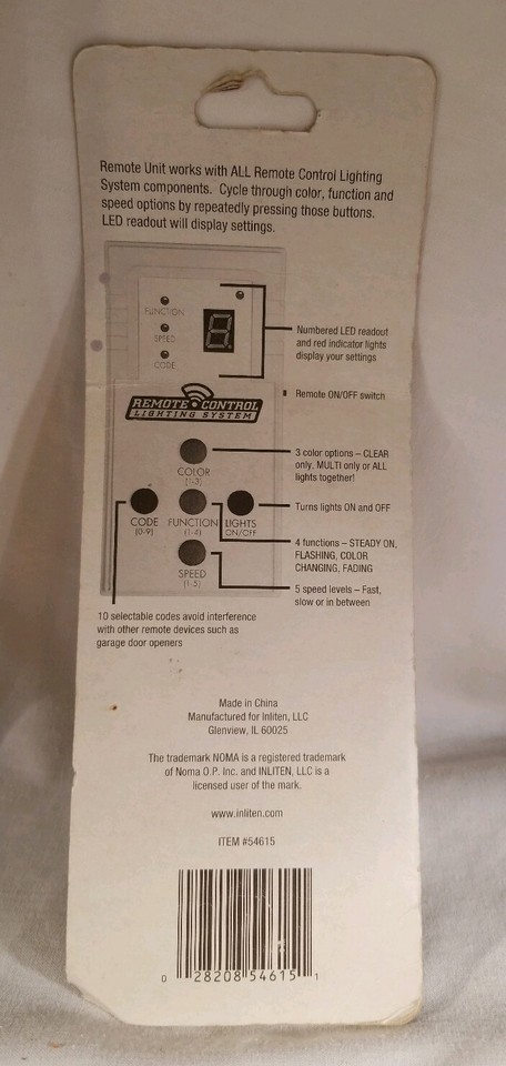 Noma RC1 Remote Control Lighting System Remote Unit #54615 ~ New in ...