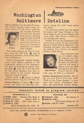 1954 TV ARTICLE~AL ROSS HOSTS WBAL CANDY CORNER~TIPPY STRINGER SHOREHAM ...