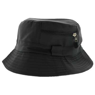 Black Waterproof Bucket Hat with Zip Pocket | eBay UK