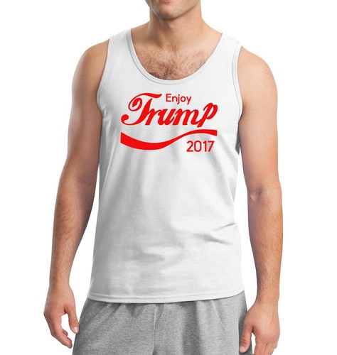 Men's Enjoy Trump 2017 White Tank Top US American President USA Muscle ...