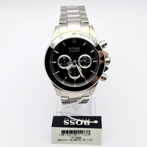 NEW BOSS 1512965 IKON MENS STAINLESS STEEL BLACK DIAL MENS WATCH | eBay