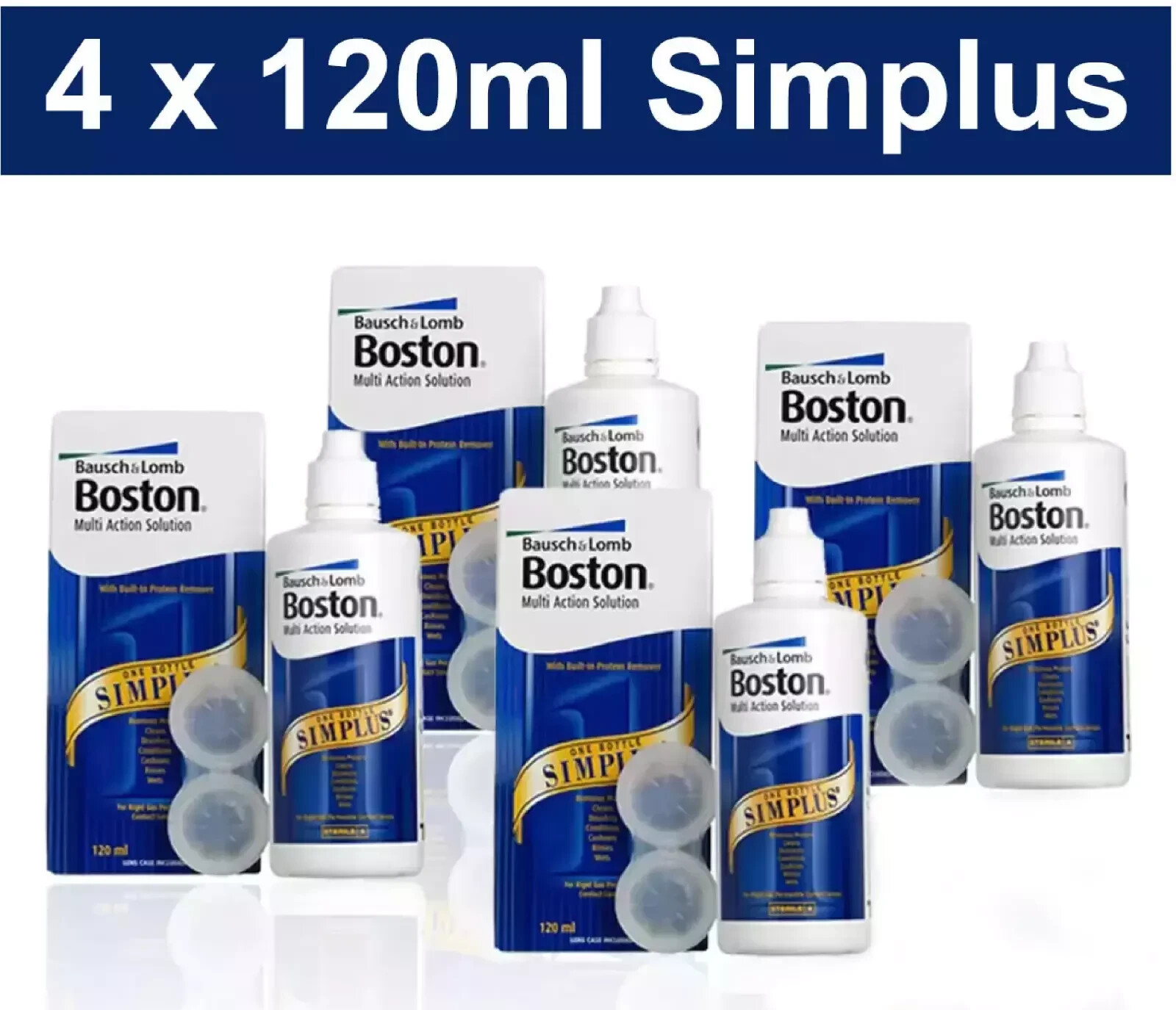 4 x 120ml Boston Simplus Multi Action Contact Lens Solution | eBay