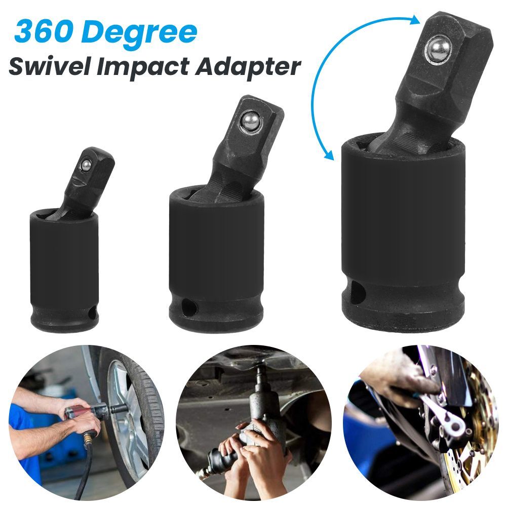 1/2" 3/8" 1/4" Drive Universal Impact Sockets Joint Set Swivel ...