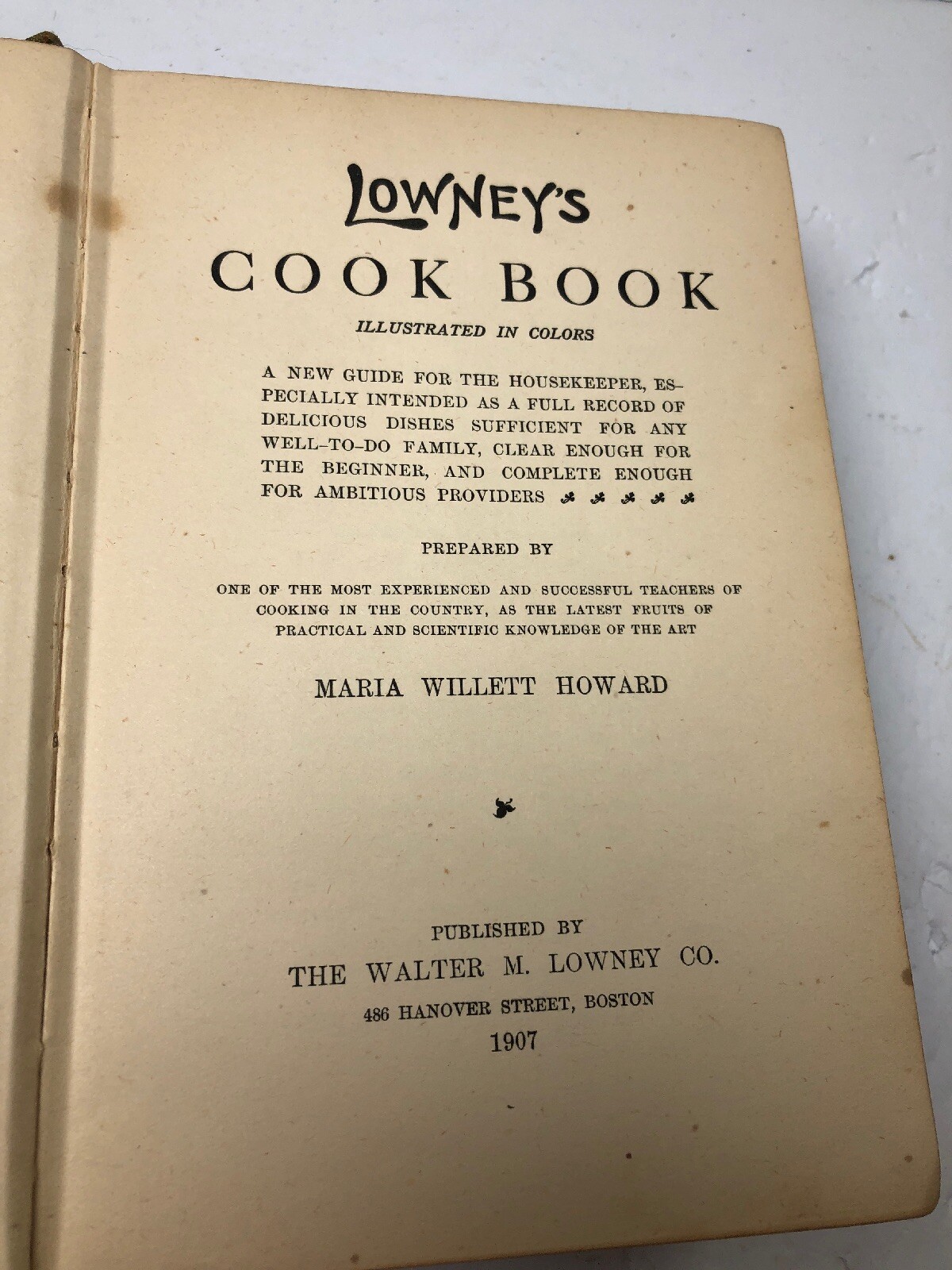 Lowney’s Cook Book By Maria Willett Howard 1907 | eBay
