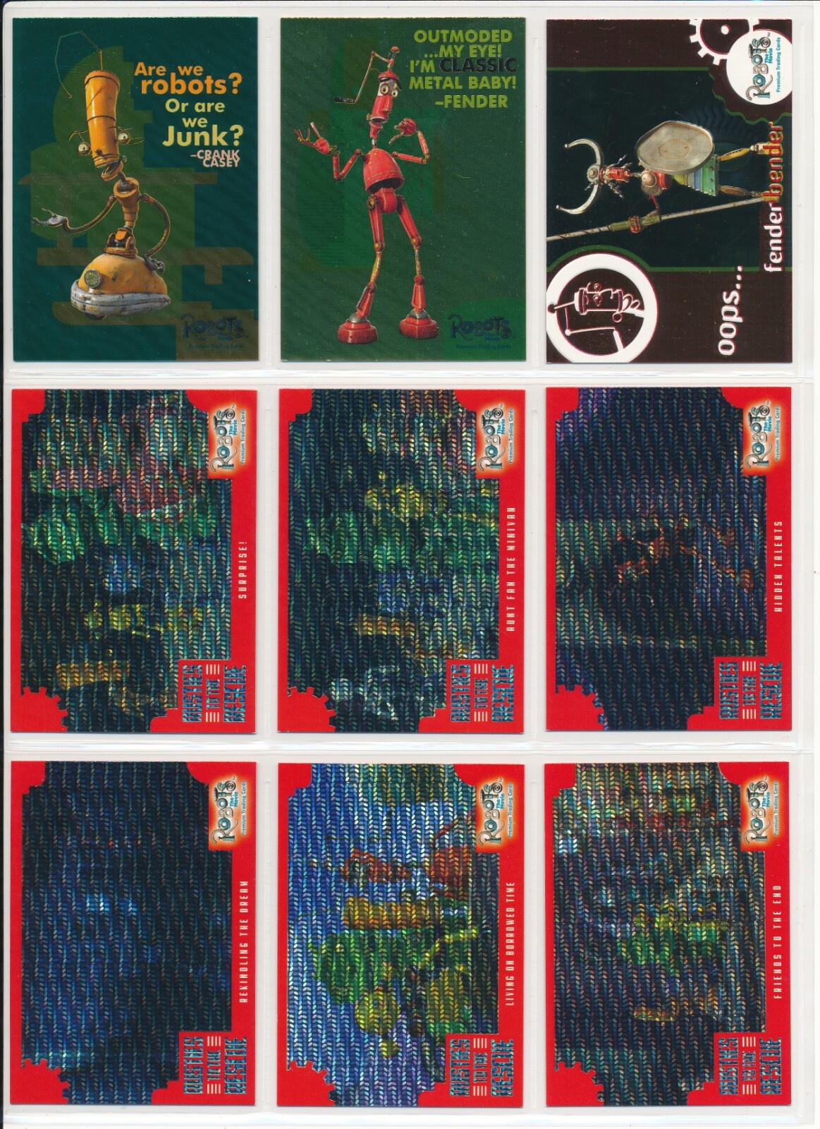 Inkworks Robots The Movie Trading Cards Chase Insert Mixed Lot (9 ...