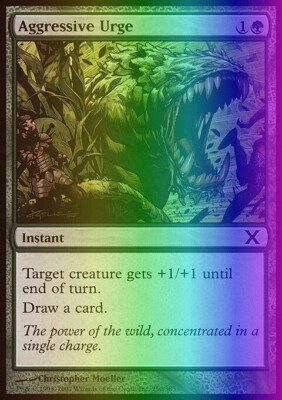 MTG Magic the Gathering Aggressive Urge (250/514) Tenth Edition MP FOIL ...