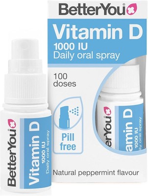 BetterYou Vitamin D 1000 IU Oral Spray, Fast Acting D3 Supplement ...